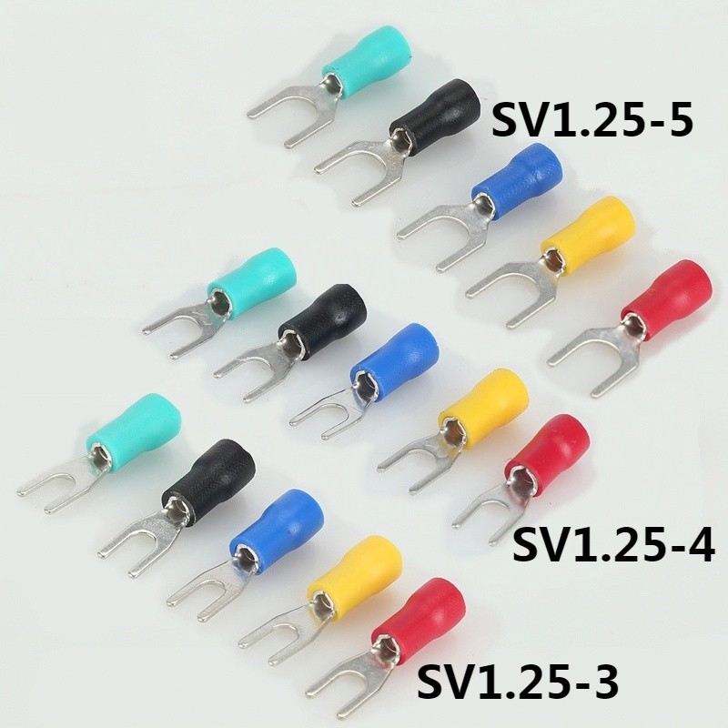 50pcs Insulated Spade Terminal Block Connector Electrical Furcate Lug ...