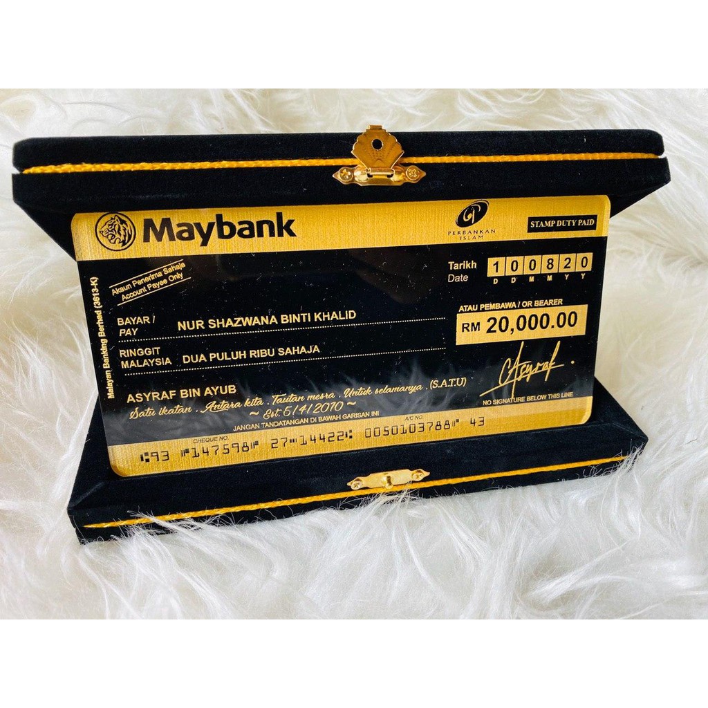 [Shop Malaysia] custom golden engraved mockup cheque replika cek mock ...