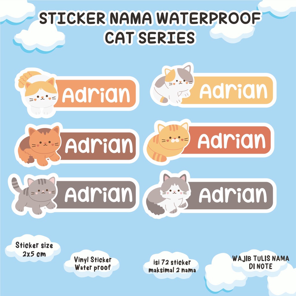 WATERPROOF CAT THEME NAME STICKER | Shopee Singapore