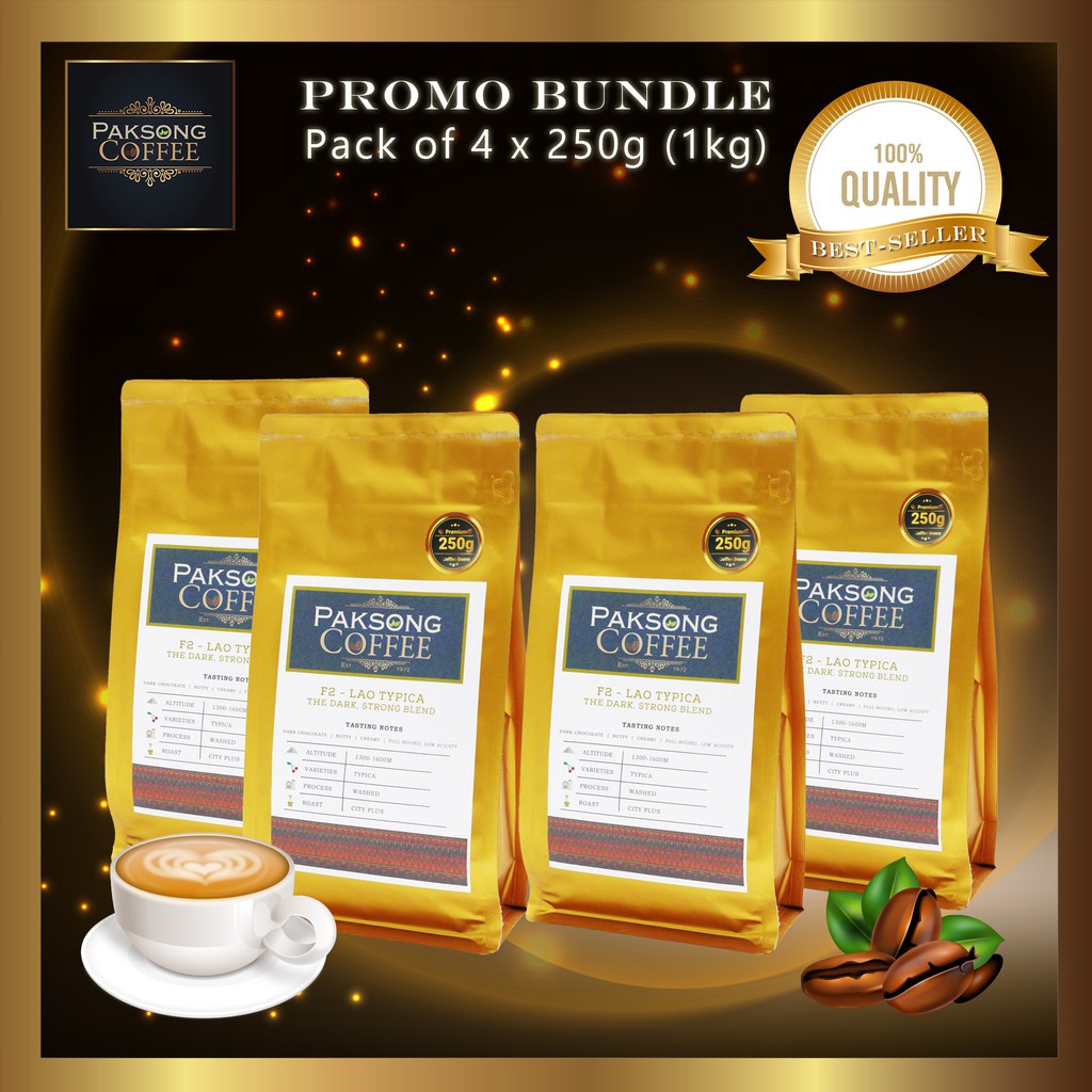 Paksong Coffee F2 - Lao Typica (Dark & Strong Blend) PROMO PACK 4 x ...