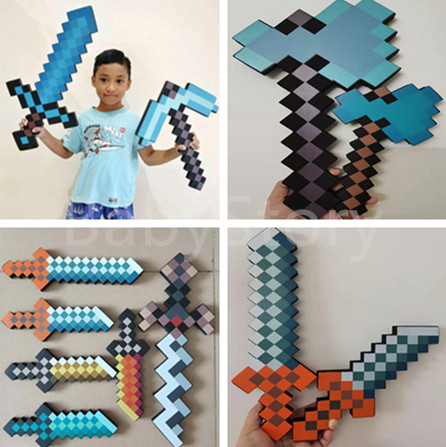 Kids Minecraft Toys EVA Foam Diamond Sword Pickaxe Gun Axe Game Model ...