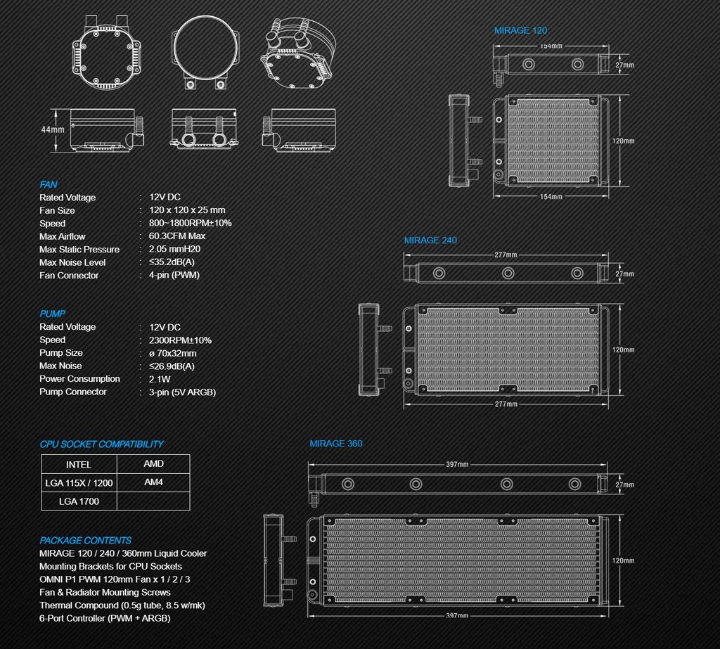 Tecware Mirage 360 White Black ARGB AIO Cooler (LGA 1700 Compatible) (3 ...