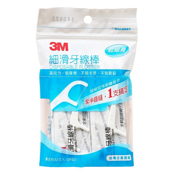 3M Smooth Floss Sticks 32 (Super Fine Smooth) Light Blue Packaging ...