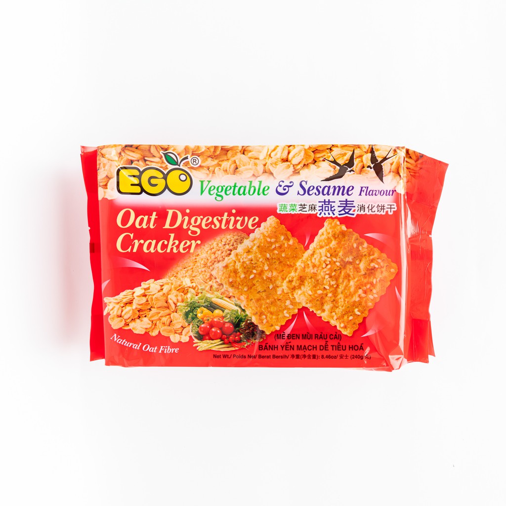 EGO Oat Digestive Crackers - Vegetable & Sesame Flavour 240g (Halal ...
