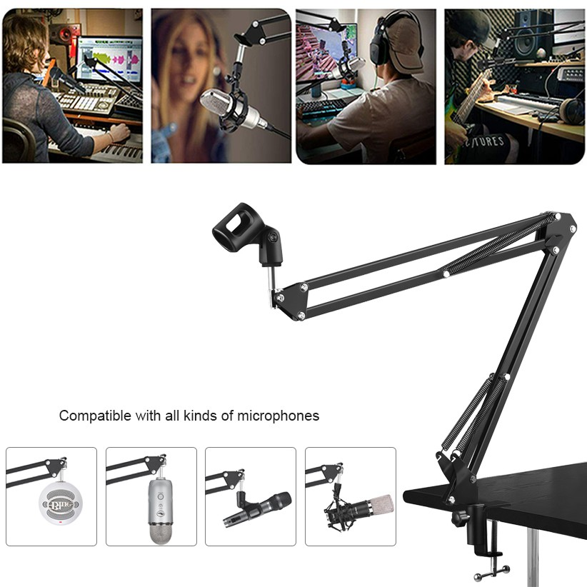 Microphone Desk Arm Mount Stand Microphone Holder Arm Desk Mount Mic ...
