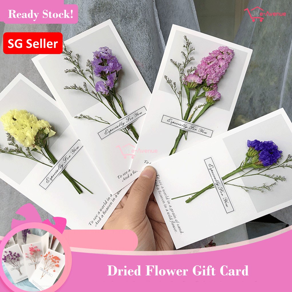 Dried Flowers Greeting Cards for Teachers Day Birthday, Gift Card for ...