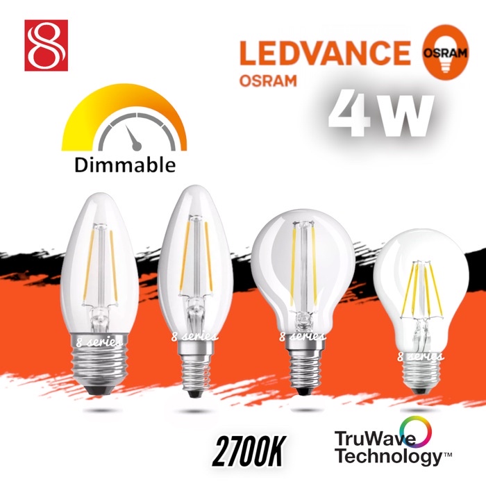 Ledvance Dimmable IP 20 LED Light bulb 4W / E27/ E14 (3.4W OSRAM ...