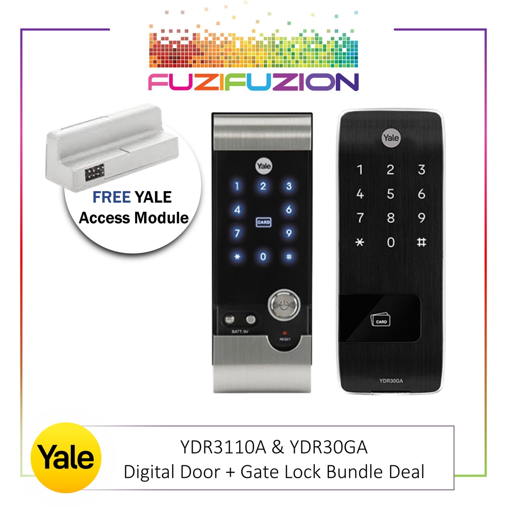 YALE YDR30GA & YDR3110A Digital Gate & Door Lock Bundle (FREE Yale ...
