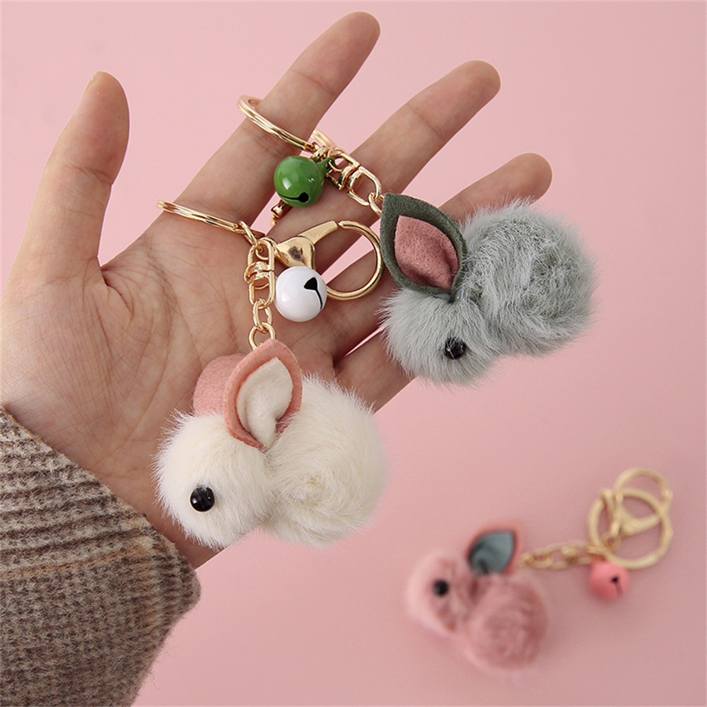 1pc Cartoon Faux Fur Plush Rabbit Keychain Cute Wool Felt Strawberry ...
