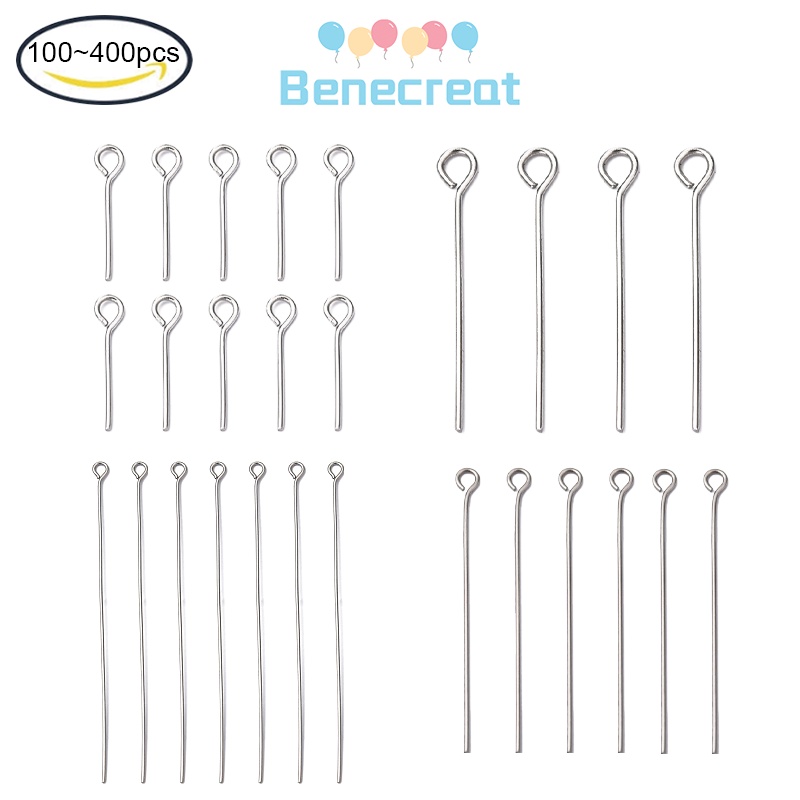100pc/200pc/20g 304 Stainless Steel Eye Pins Stainless Steel Color 15 ...