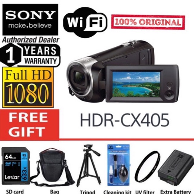 Sony CX-405 CX405 sony video cam handycam full HD 1080p 60fps free 64gb ...