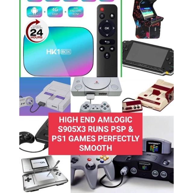 Super HK1 Emuelec GAMES TV BOX PS1,PSP,NINTENDO DS,N64,NES,SNES,ARCADE ...