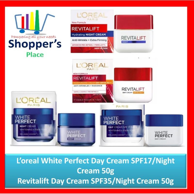 L'OREAL Revitalift SPF35 Day 50ml/Night Cream 50ml/Aura Perfect SPF 17 ...