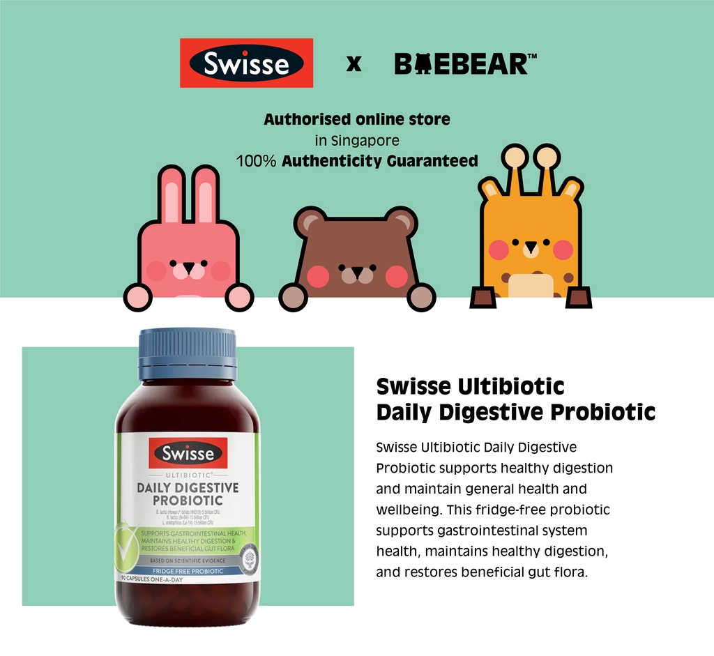 Swisse Ultibiotic Daily Digestive Probiotic 90 Capsules [BaeBear.sg ...
