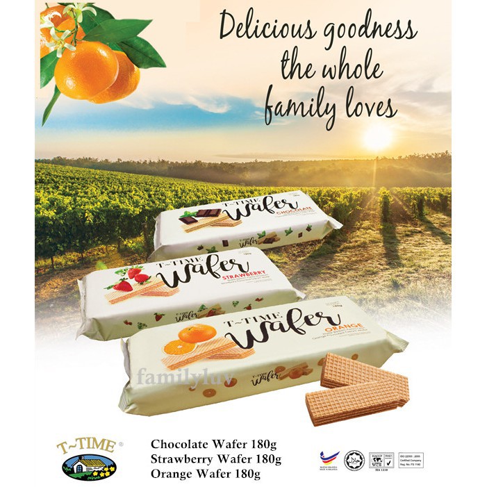 T-TIME Wafer Assorted Flavours 180g (Chocolate / Strawberry / Orange ...