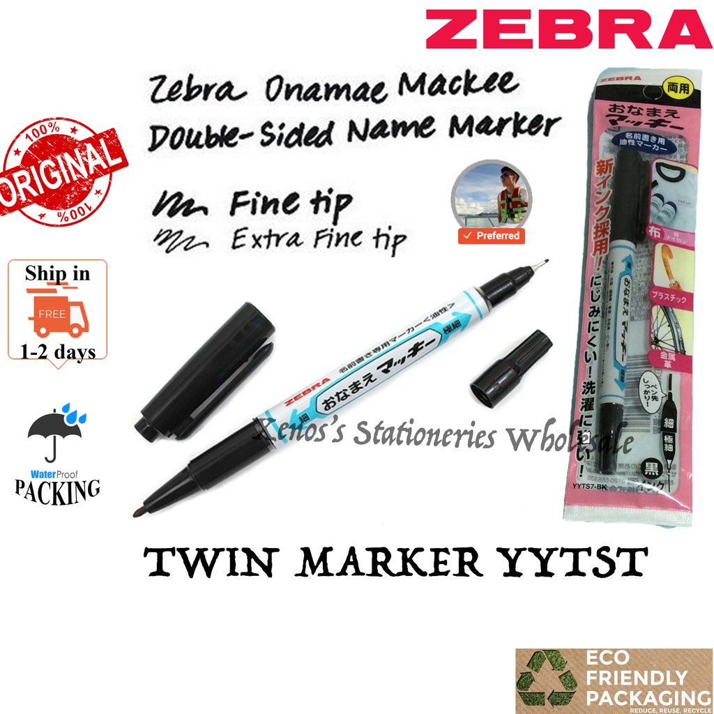 ZEBRA PERMANENT TWIN MARKER AMPHIBIOUS BLACK YYTST | Shopee Singapore