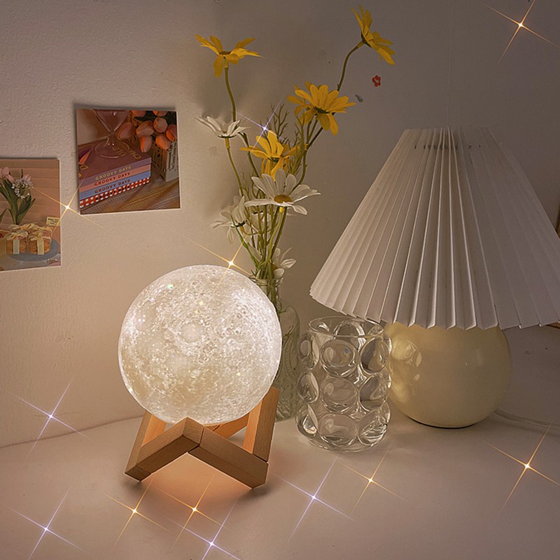12cm LED Moon Light Lamp Lunar Light Lamp Study Lamp Bedroom Led Bed ...