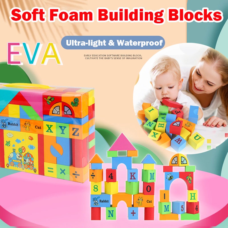 73pcs EVA Soft Foam Stackable Building Blocks Different Shapes and ...