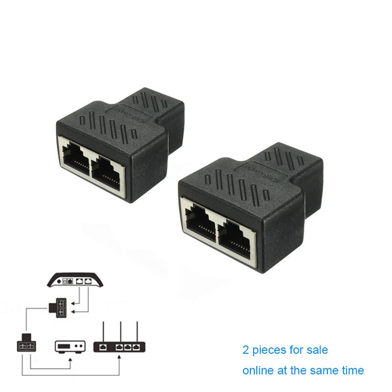 1 Pair 1 To 2 Ways RJ45 Ethernet LAN Network Splitter Double Adapter ...