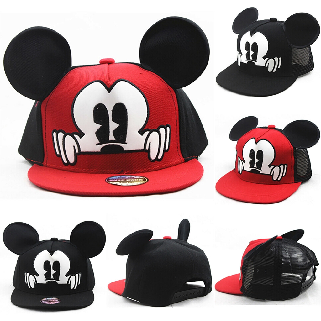 Kids Mickey Mouse Baseball Cap Baby Boys Girls Summer Snapback Flat ...