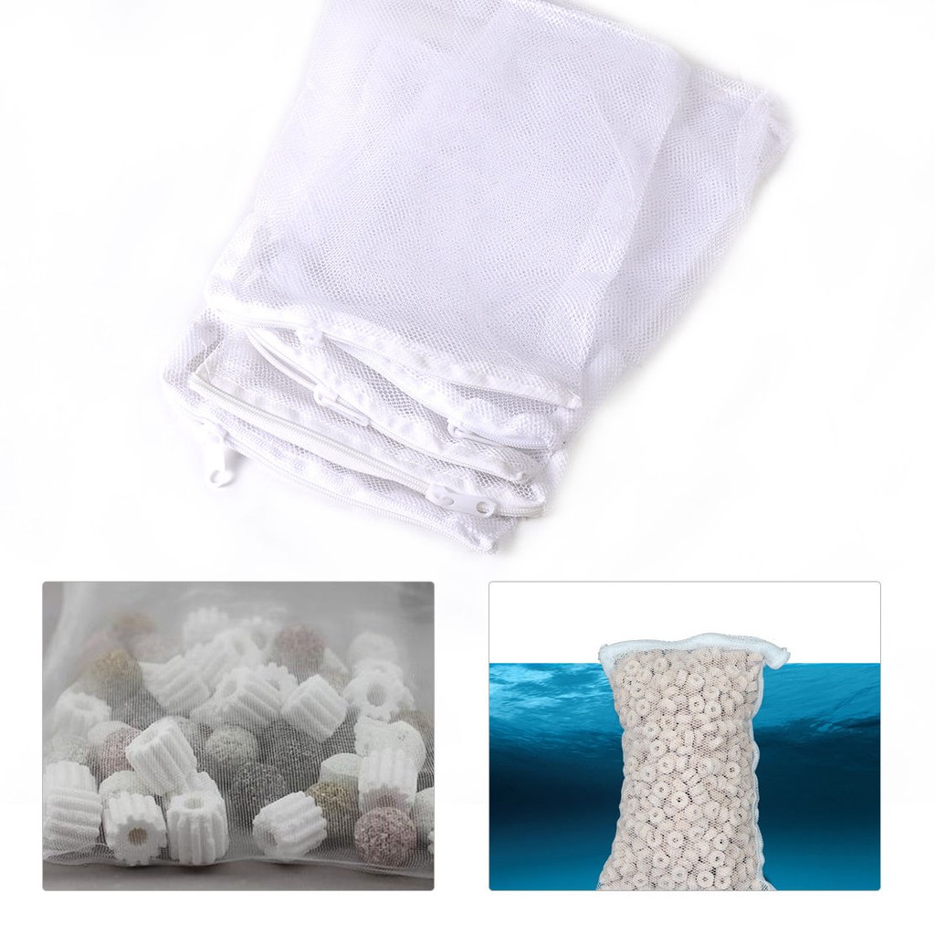 5 PCS Nylon Aquarium Fish Tank Pond Filter Media Zip Mesh Net Bag ...