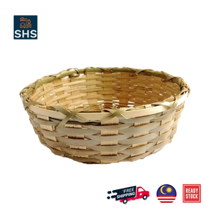 Rattan round basket natural bakul bawang rotan bulat buah telur roti ...