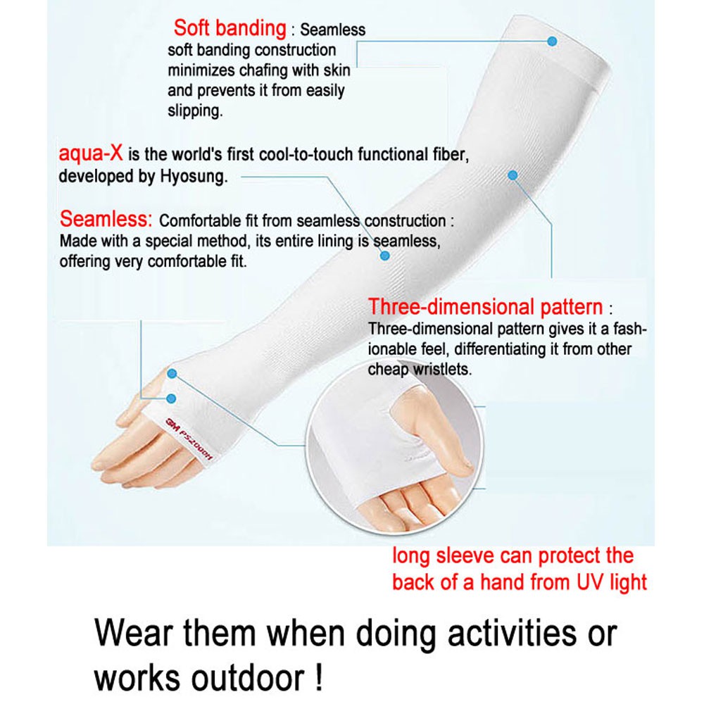 3M High Quality UV Protection Cooling Arm Sleeves Wristlet 1 Pair ...