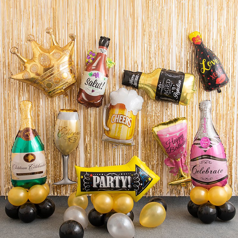 Champagne Wine bottle balloon Party Mylar balloon Birthday Decoration ...