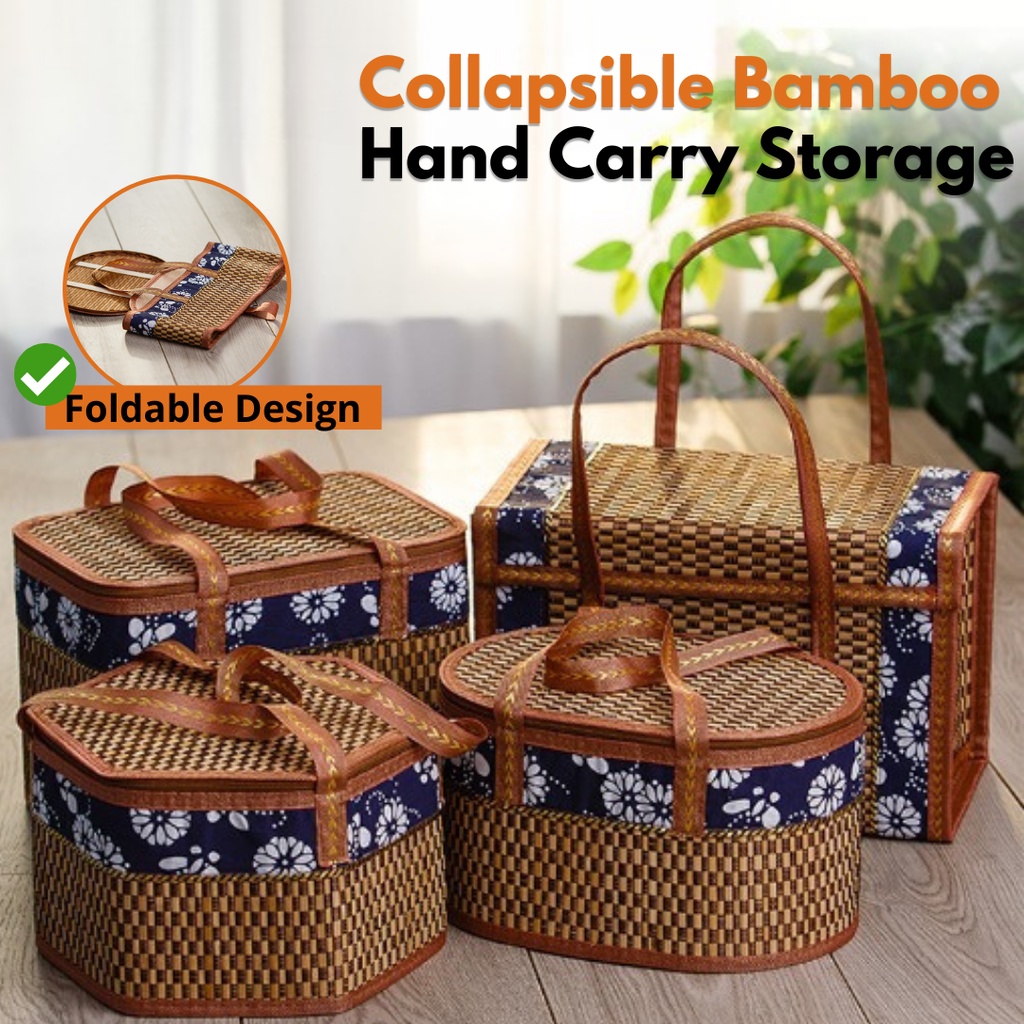 Collapsible Bamboo Hand Carry Storage Suitcase Country Style Foods and ...