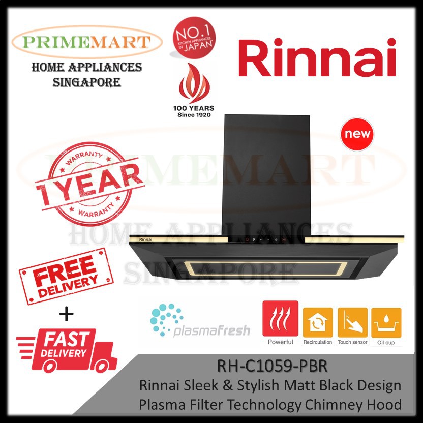 Rinnai RH-C1059-PBR Chimney Hood + 2 Year Local Warranty *INSTALLATION AVAILABLE | Shopee Singapore
