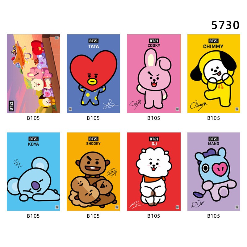 One Set/8 Sheets Kpop BTS Bangtan Bys Cartoon Cute Posters BE Personal ...