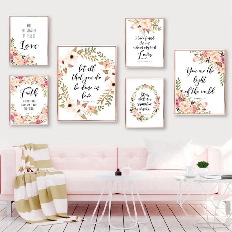 Posters and Prints Bible Verse Canvas Painting Poster Christian Wall ...