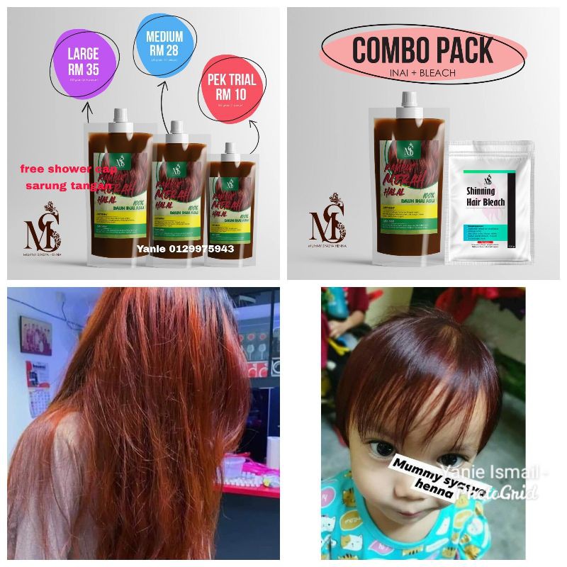 HOT HENNA INAI RAMBUT HALAL VIRAL +FREE BY MUMMY SYASYA | Shopee Singapore