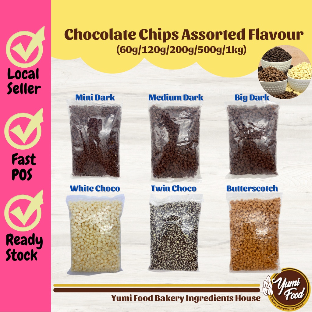 1KG COKLAT CHIPS Dark/White/ Twin/Butterscotch/ Mini/ Medium/ Big [BAKE STABLE] | BAKING CHOCO ...