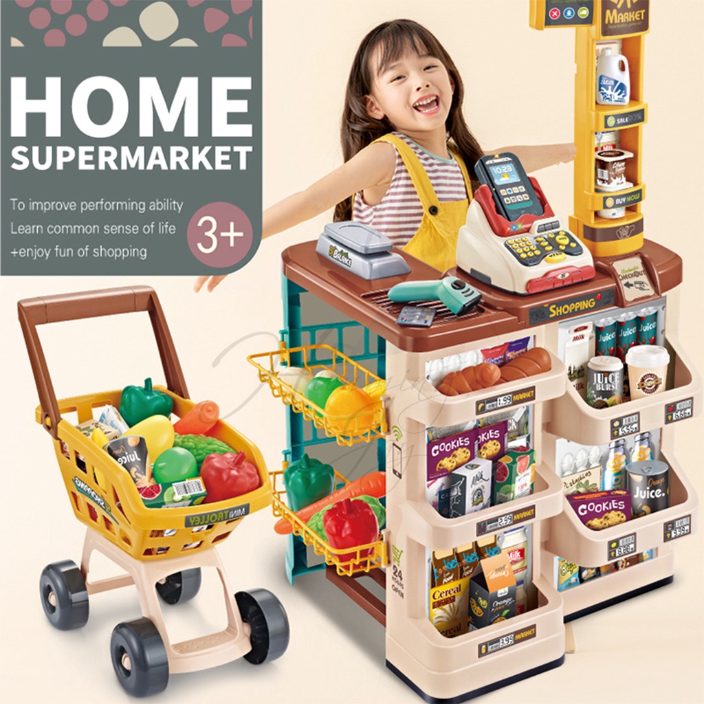 Play Role Cashier Home Supermarket Pretend Play Set Trolley ELECTRICAL ...
