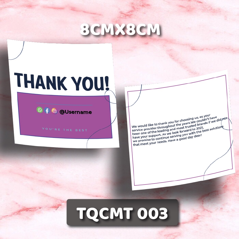 100PCS Thank You Card / Business Card / Name Card / Thank You Card ...