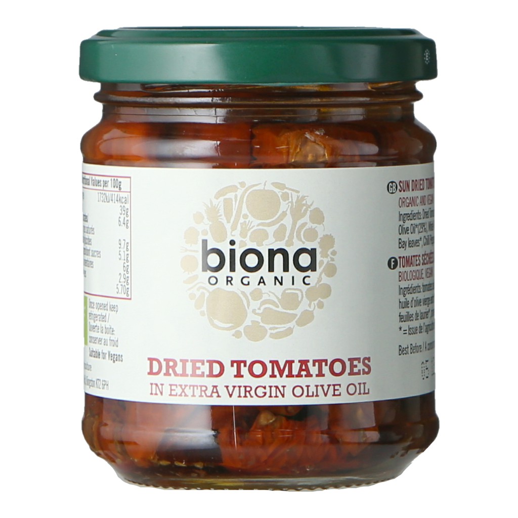 Biona Organic Sun Dried Tomatoes in Extra Virgin Olive Oil (170g ...