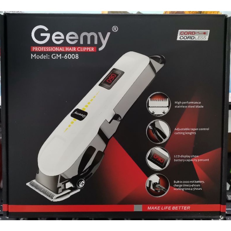 Geemy GM-6008 Rechargeable Trimmer Professional Hair Clipper Free 6 ...