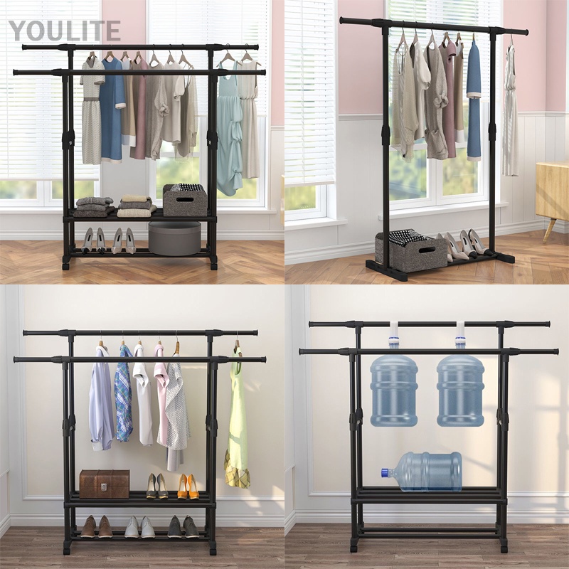 YOULITE Balcony Clothes Hanger With Wheels Drying Rack Coat Rack ...