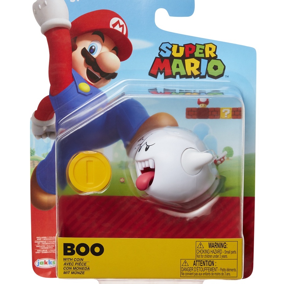 Super Mario 4-inch Boo with Coin Articulated and Bendable Action Figure ...