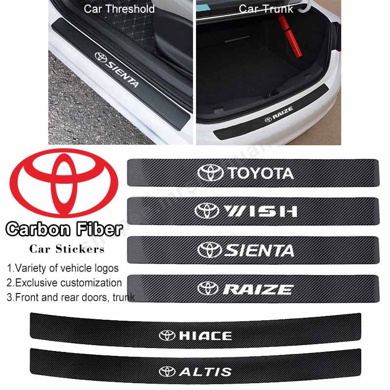 Leather Car Door Sill Sticker Decal For Toyota Raize Sienta Hiace Altis ...
