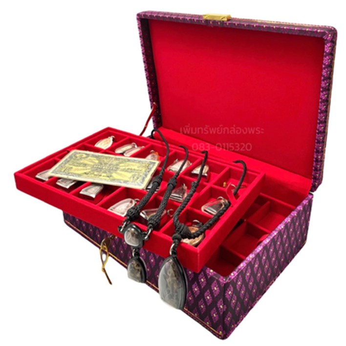 3 Layers Amulet Storage Box 54 slots, Adjustable Partition 3層精美佛牌收納盒 54 ...