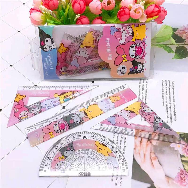 4PCS/Set Sanrio Ruler Drawing Measurement Geometry TriangleRuler ...