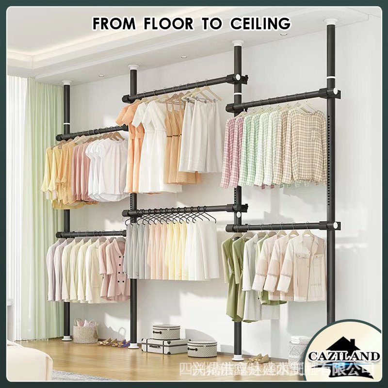 【In stock】Floor-to-ceiling Metal Clothes Pole Hanger Rack | Adjustable ...