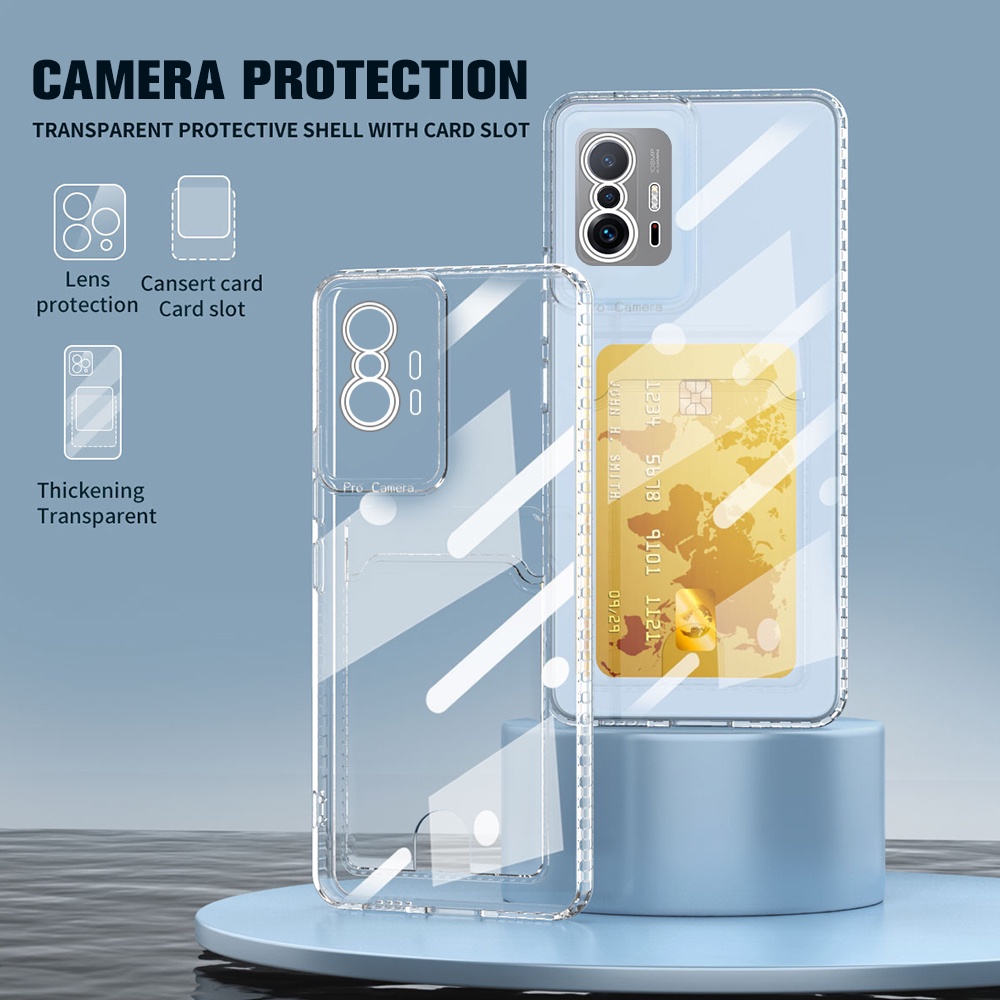 Casing Transparent Wallet Card Slot Clear Shockproof Phone Case for ...