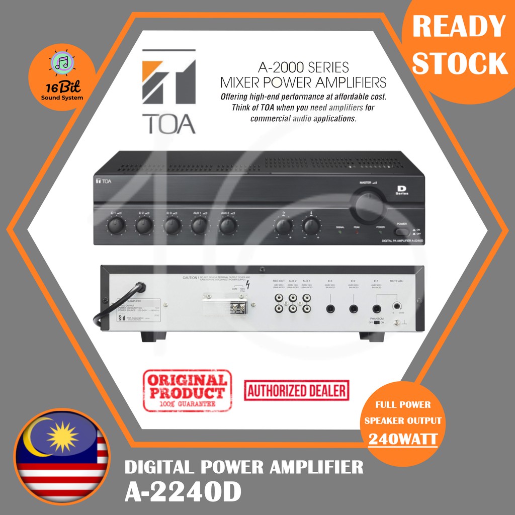 TOA Amplifier A-2240D Digital PA Amplifier 240watt (A2240D) | Shopee ...