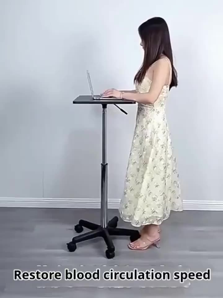 Movable Lifting Table with Wheels Adjustable Rotatable Standing Desk Computer Bedroom Study Room ...