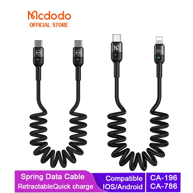 Mcdodo Spring Data Cable 60W Type-C / PD36W iP 14 Pro Max 13 12 11 XR 8 ...