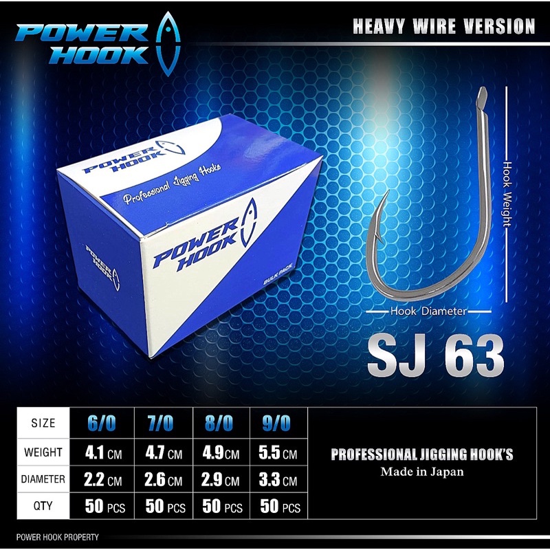 Slow jigging power hook SJ63 flat similar to suteki 1 box contains 50 ...