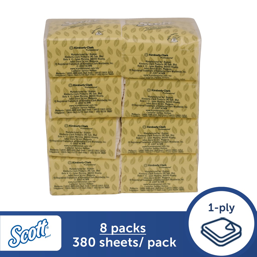 Scott Pop Up Tissue/Napkin, 16191 - white, 1ply, 1bags x 8packs x ...